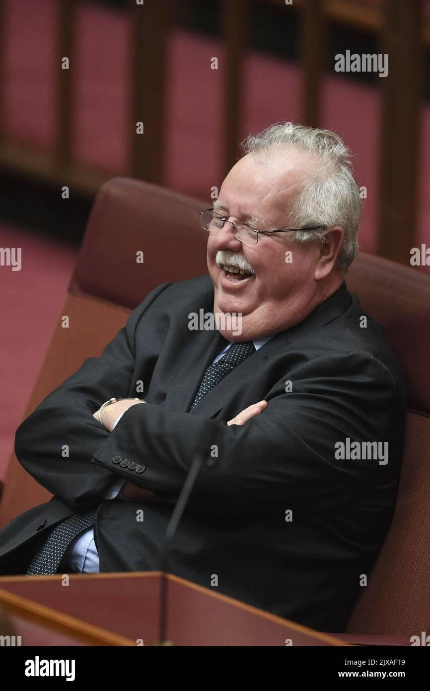 Coalition Senator Barry O'Sullivan reacts during Senate Question Time ...