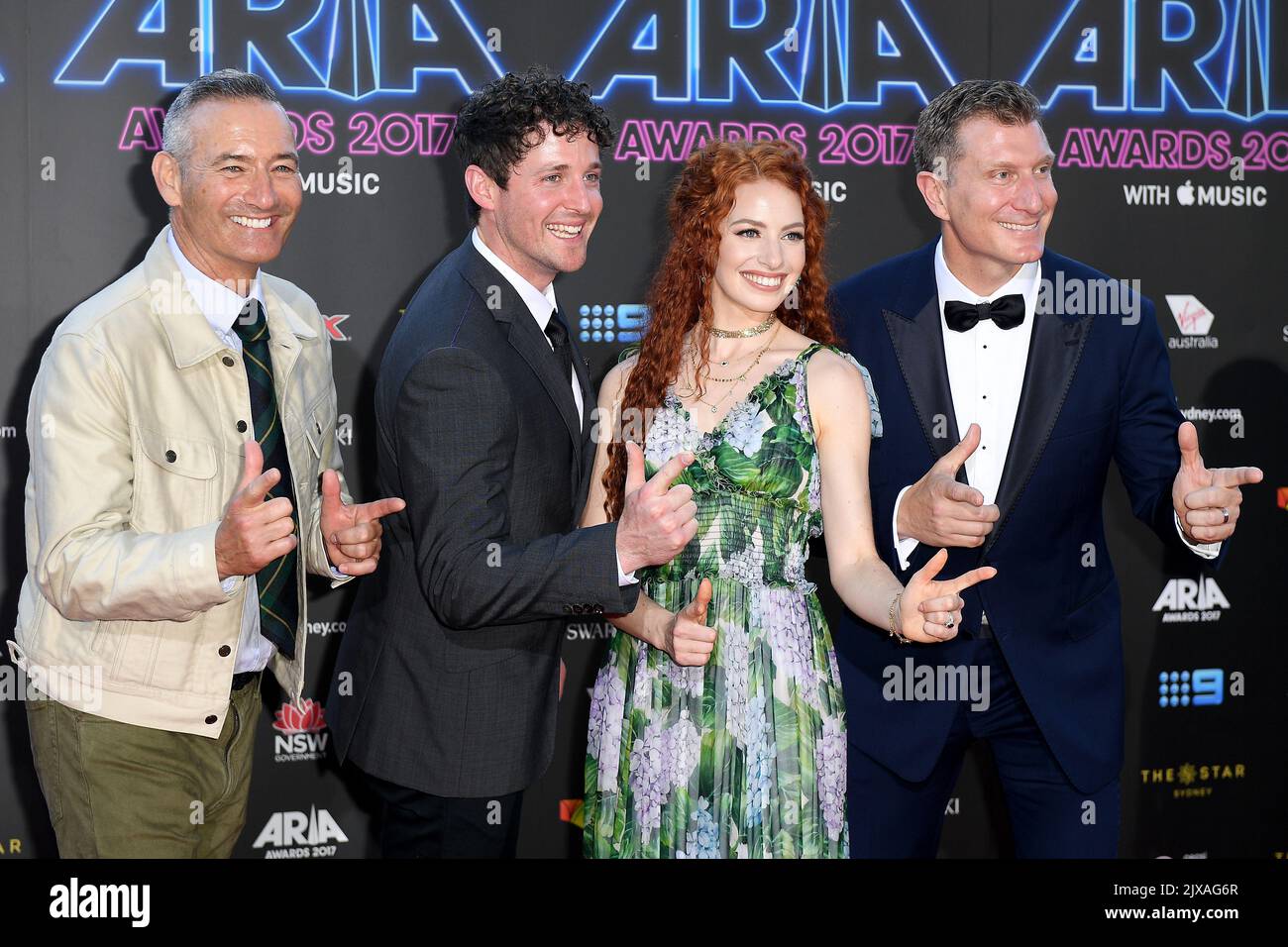 (L-R) The Wiggles, Anthony Field, Lachlan Gillespie, Emma Watkins, and ...