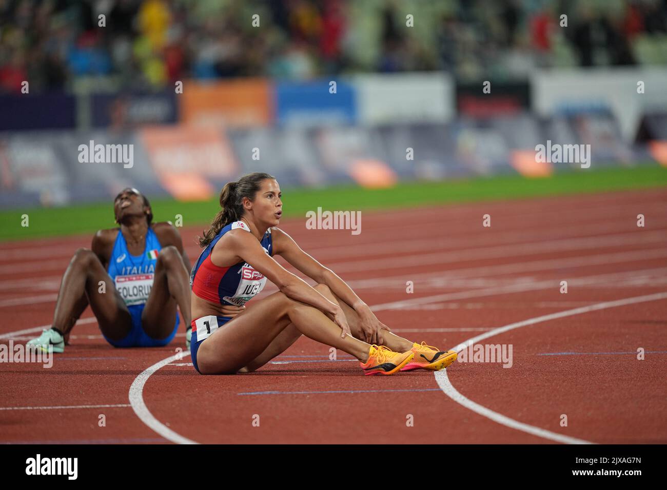 Amelie Luel participating in the 400 meters hurdles of the European ...
