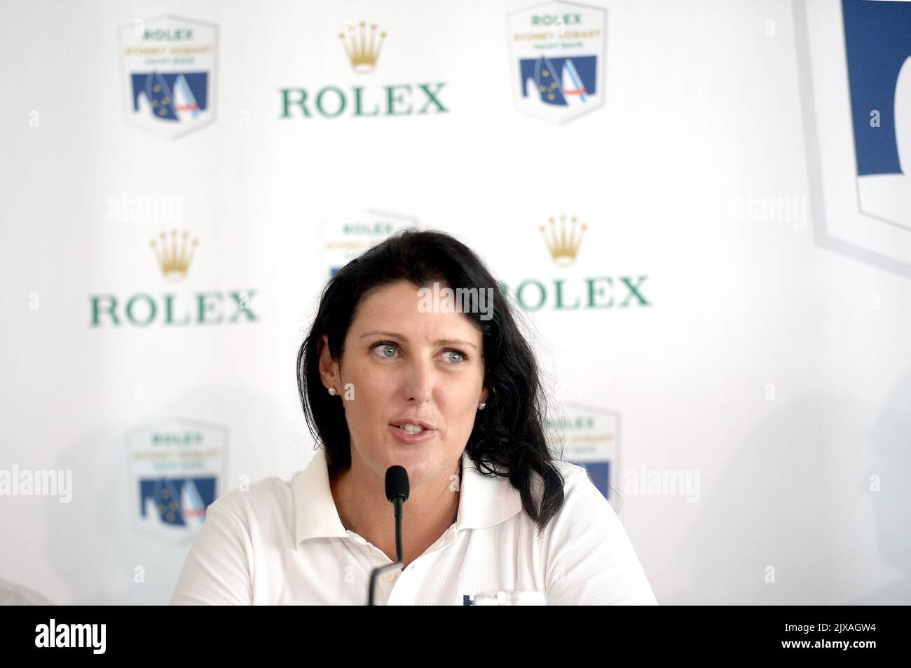 Zoe Taylor, owner of G.O, speaks at the Rolex Sydney to Hobart Yacht ...