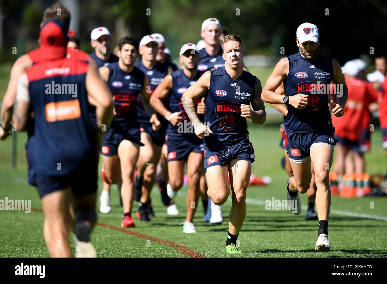 Demons players are seen during the Melbourne Demons training session in ...