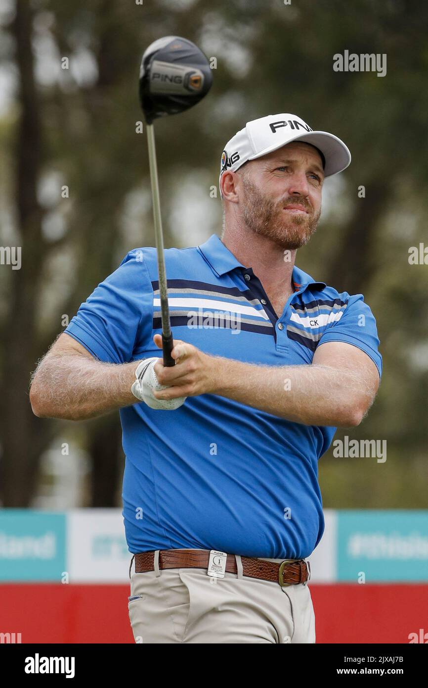 Golfer Adam Bland in action during the Australian PGA Championships at ...