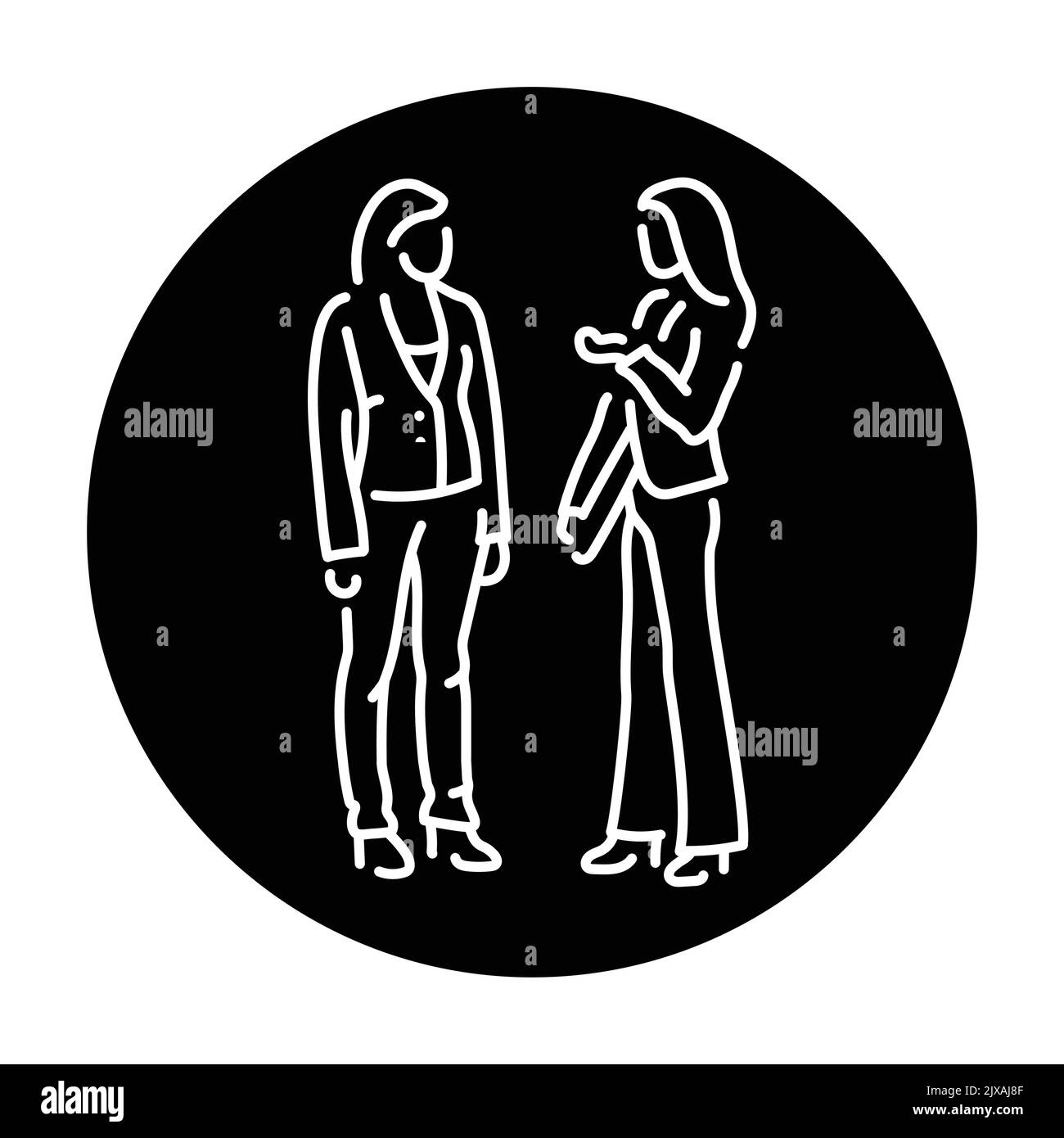 Businesswomans talk color line icon. Female entrepreneur. Pictogram for ...