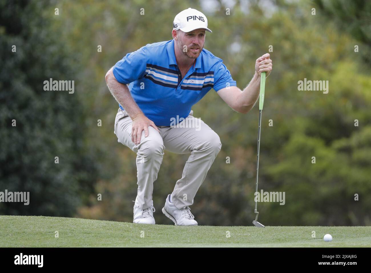 Golfer Adam Bland in action during the Australian PGA Championships at ...