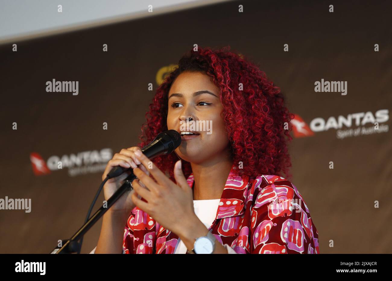 Artist Thandi Phoenix performs at the launch of 15th G'Day USA program ...