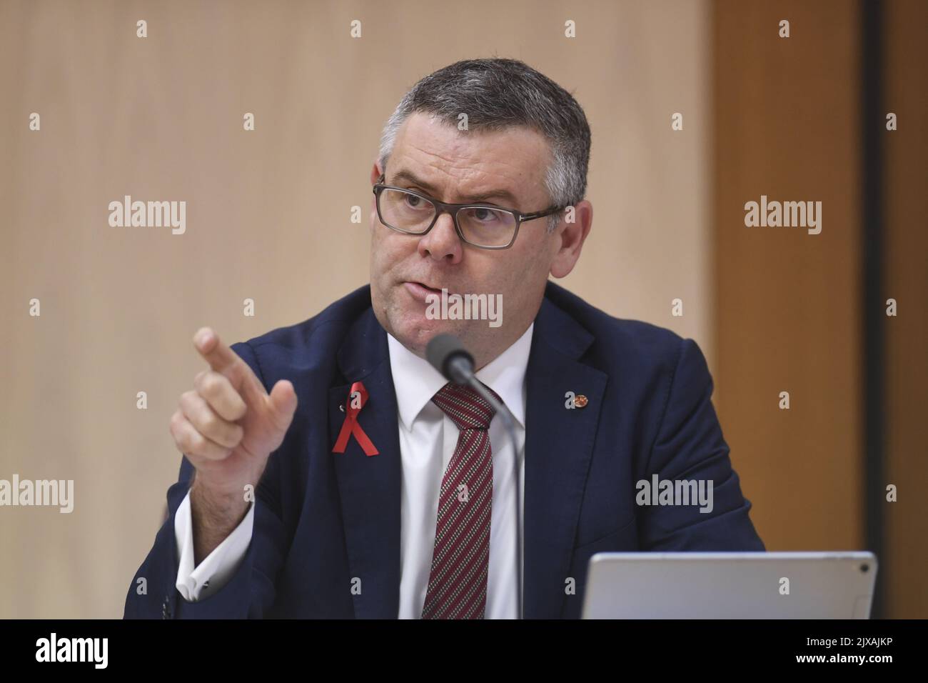 Labor Senator Murray Watt speaks during a Senate Estimates hearing at ...