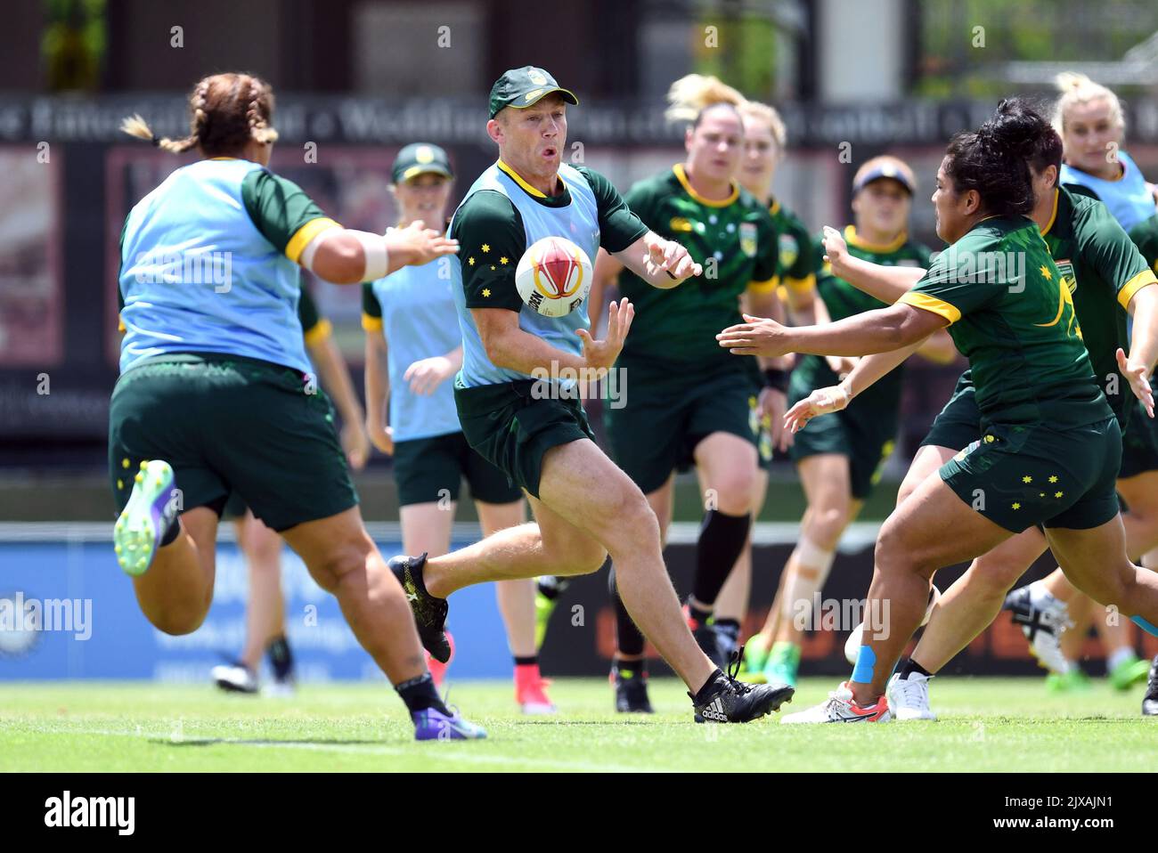 Australian Jillaroos coach Brad Donald (centre) is seen during the team ...