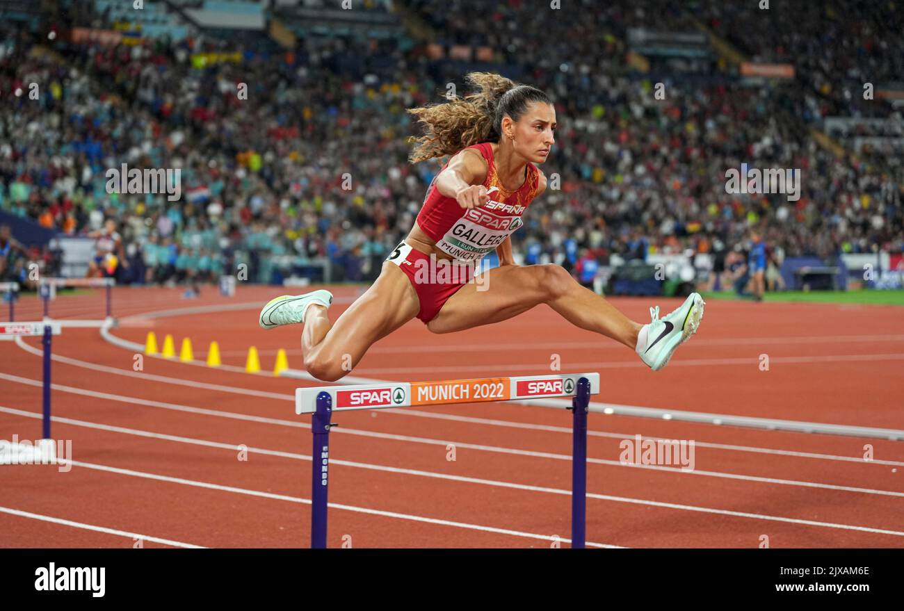 Sara Gallego participating in the 400 meters hurdles of the European ...