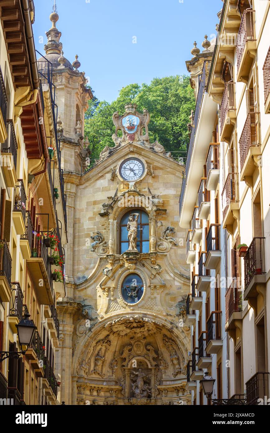 Saint Mary basilica in San Sebastian Donostia, Historic 18th-century ...