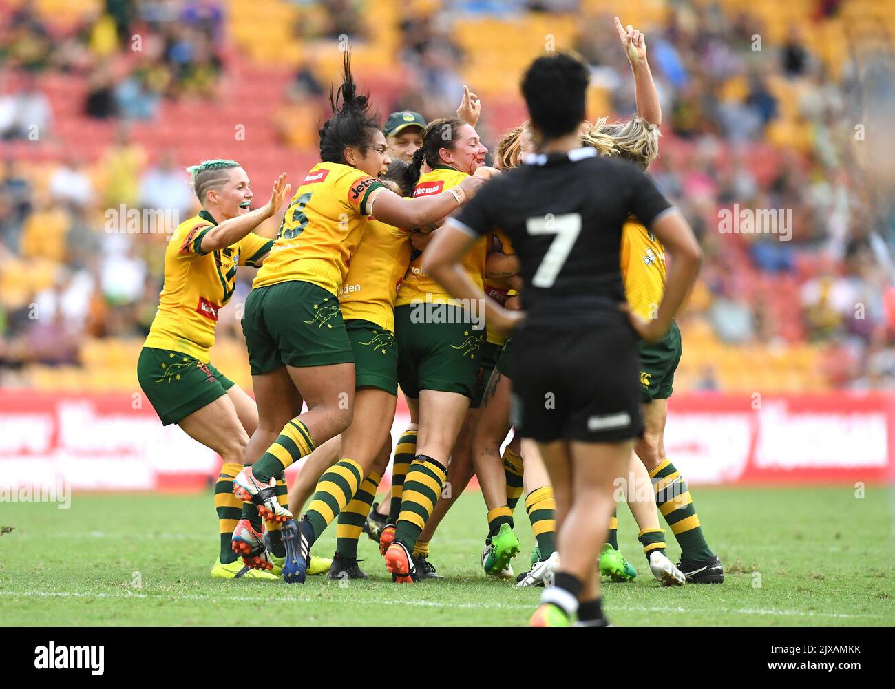 The Australian Jillaroos celebrate winning the Women's Rugby League World Cup final match ...