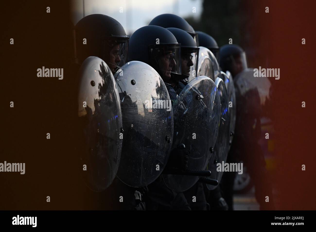 Riot Police are seen during a demonstration outside Milo Yiannopoulos's ...