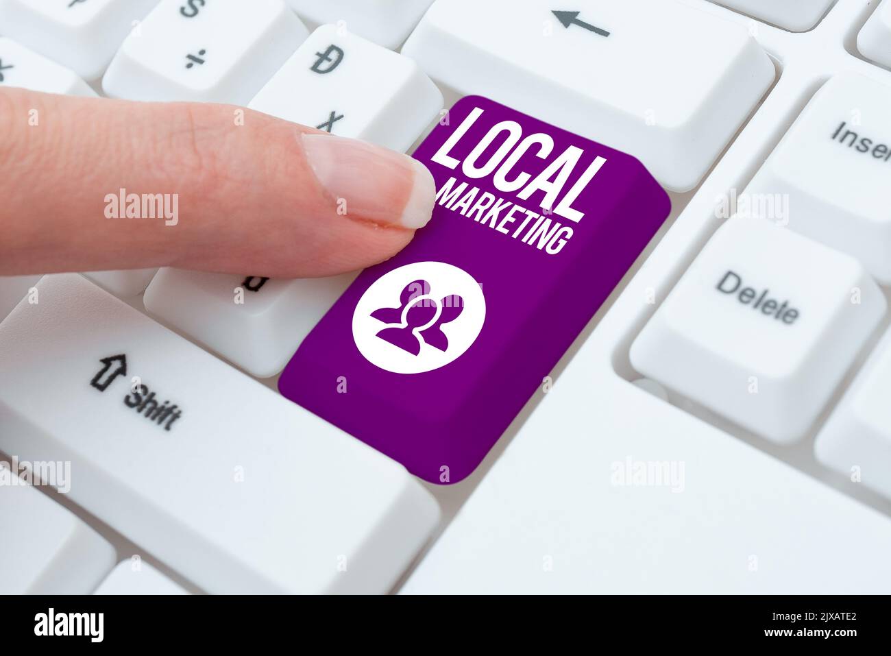 Hand writing sign Local MarketingA local business where a product buy ...