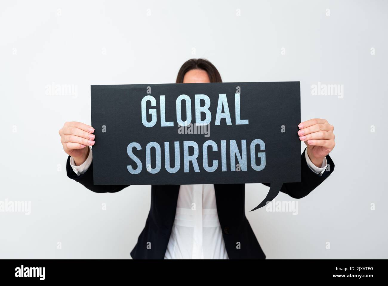 Hand writing sign Global Sourcingpractice of sourcing from the global ...