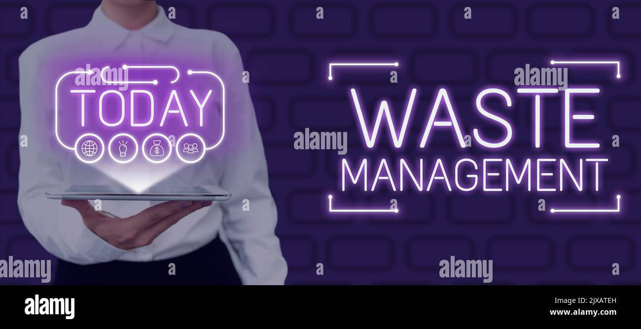 Text caption presenting Waste Managementactions required manage rubbish inception to final ...