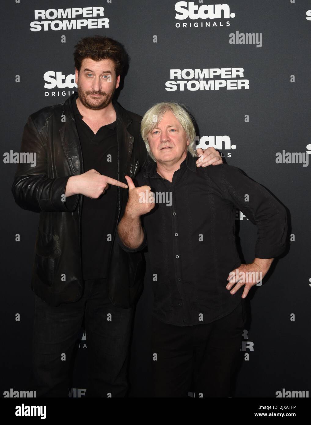 Lachy Hulme and Geoffrey Wright arrive at the Romper Stomper TV series ...