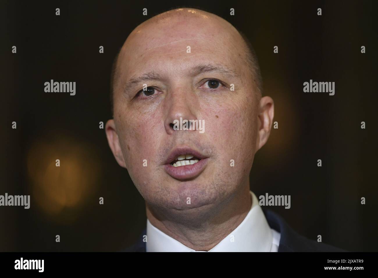Australian Immigration Minister Peter Dutton speaks during a press ...