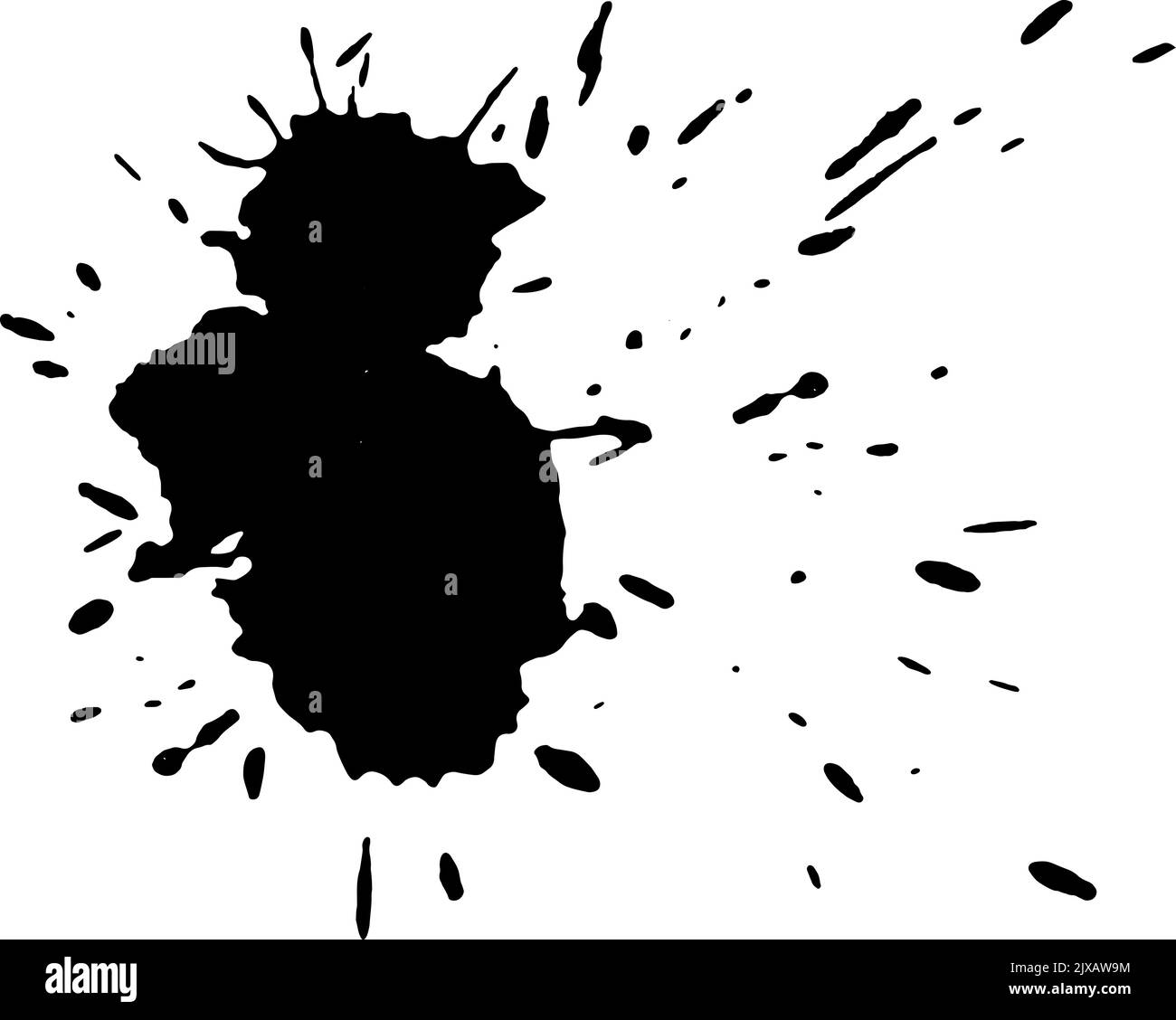 Black Ink drop on white background. Round, ragged inkblot Stock Vector ...