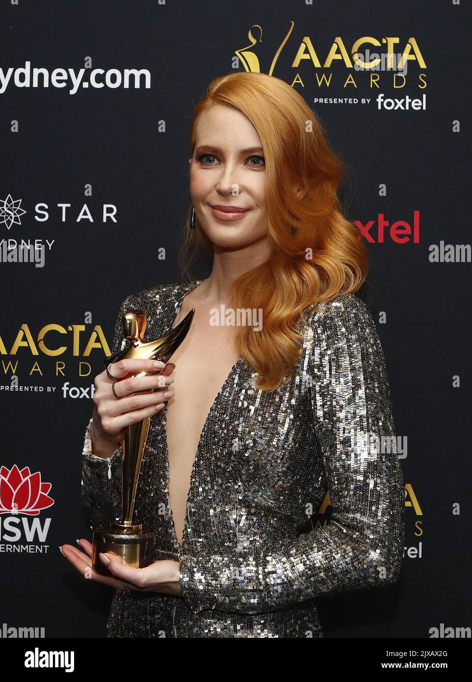 Emma Booth poses with her AACTA Award for Best Lead Actress (Film) at ...