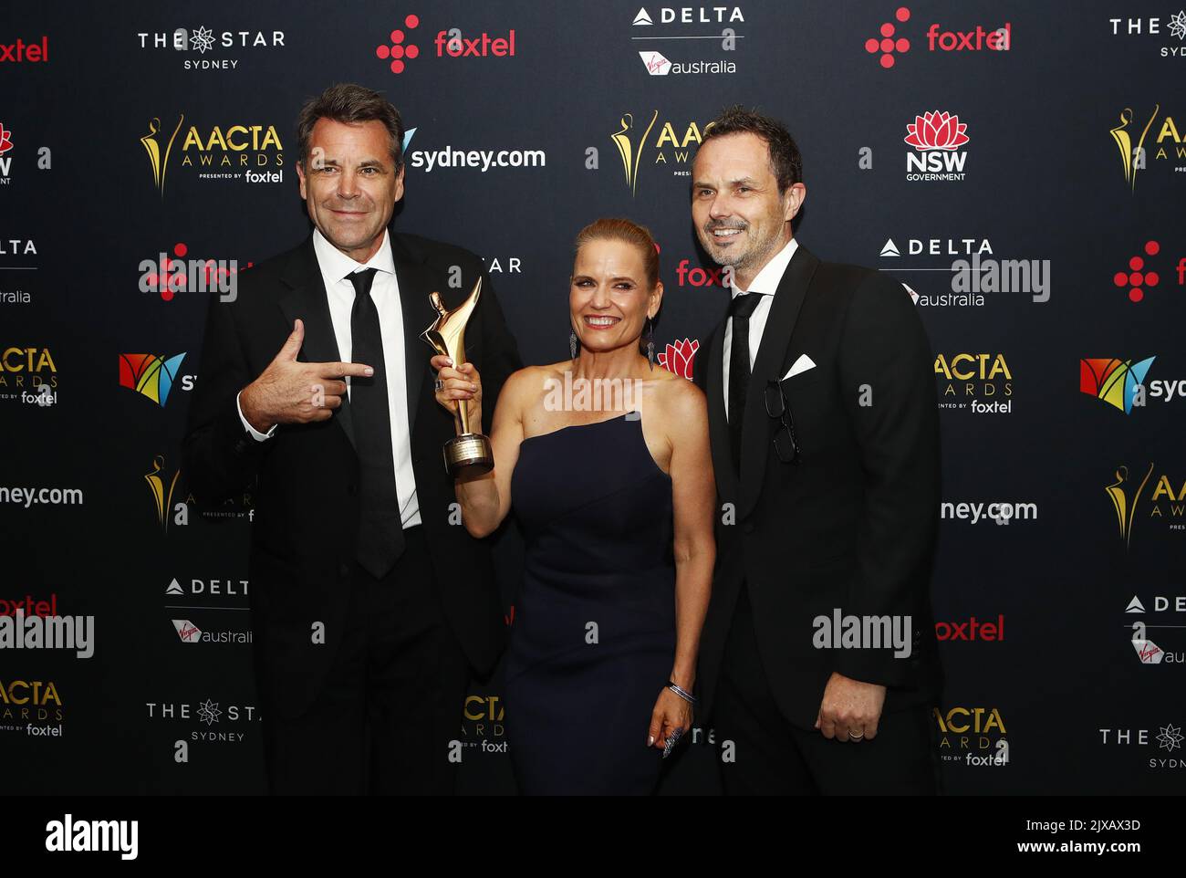 Geoff Fitzpatrick, Shaynna Blaze and Duane Hatherly pose with the AACTA ...
