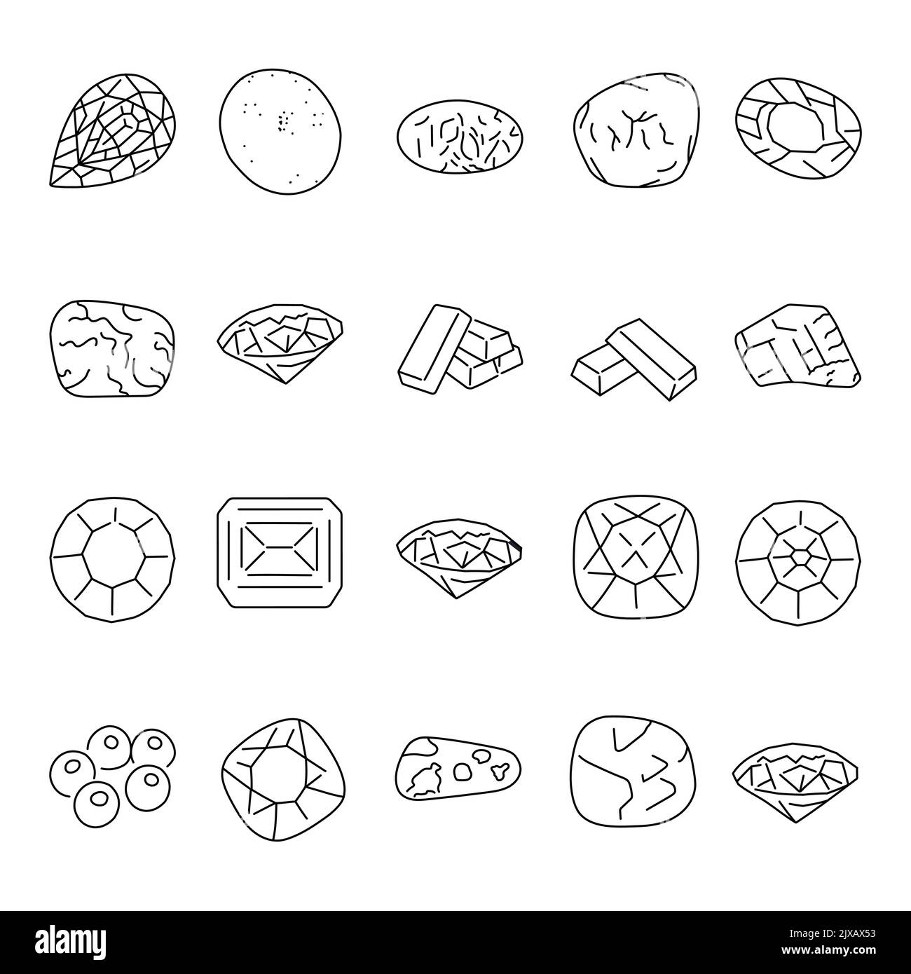 Precious gemstone color line icons set. Pictograms for web page Stock ...