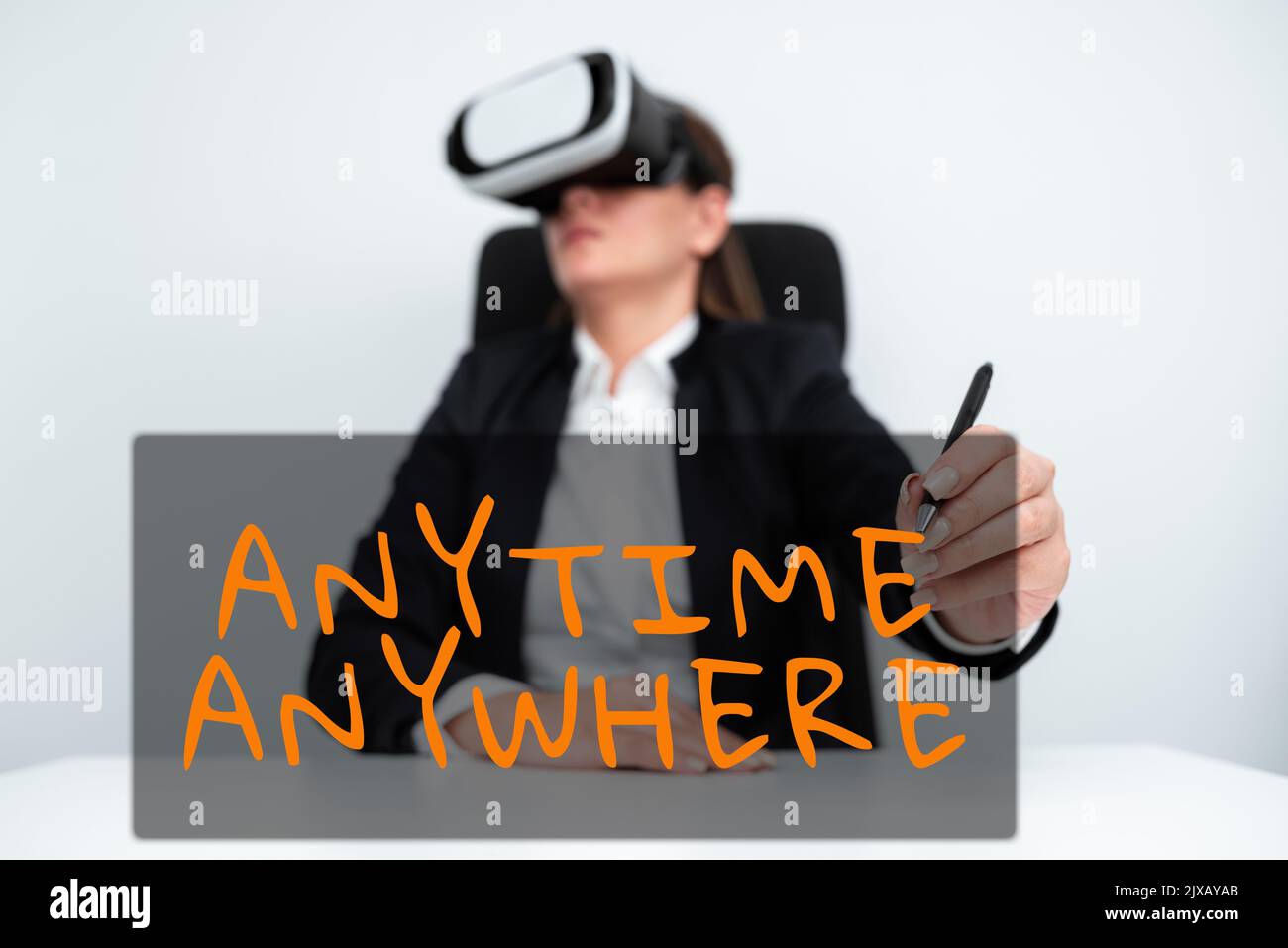 Text caption presenting Anytime Anywheresaying that you can do ... Text caption presenting Anytime Anywheresaying that you can do ...