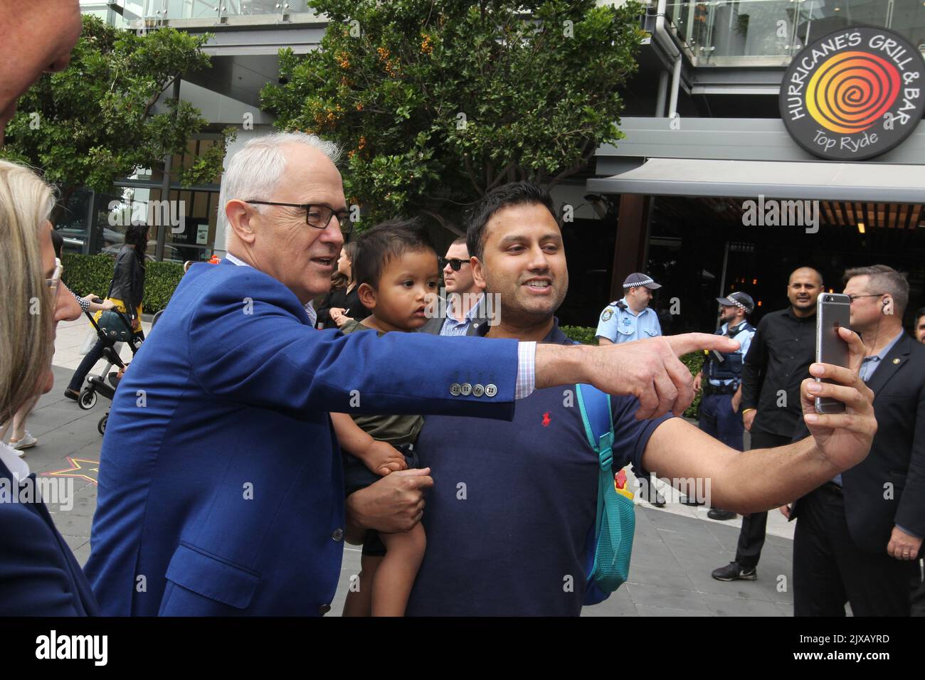 Prime Minister Malcolm Turnbull greets shopper at the Top Ryde Shopping ...
