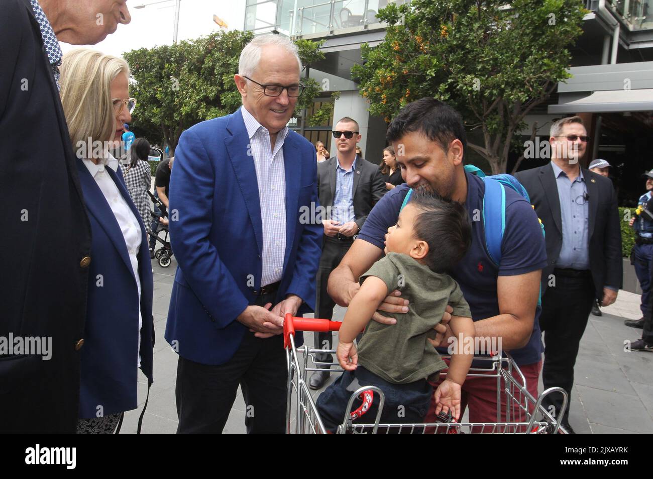 Prime Minister Malcolm Turnbull greets shopper at the Top Ryde Shopping ...