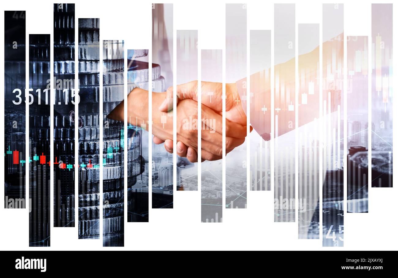 Business handshake on finance prosperity and money technology asset ...