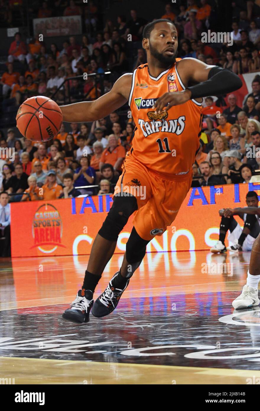 Dayshon Smith of the Taipans eyes the basket during the Round 9 NBL ...