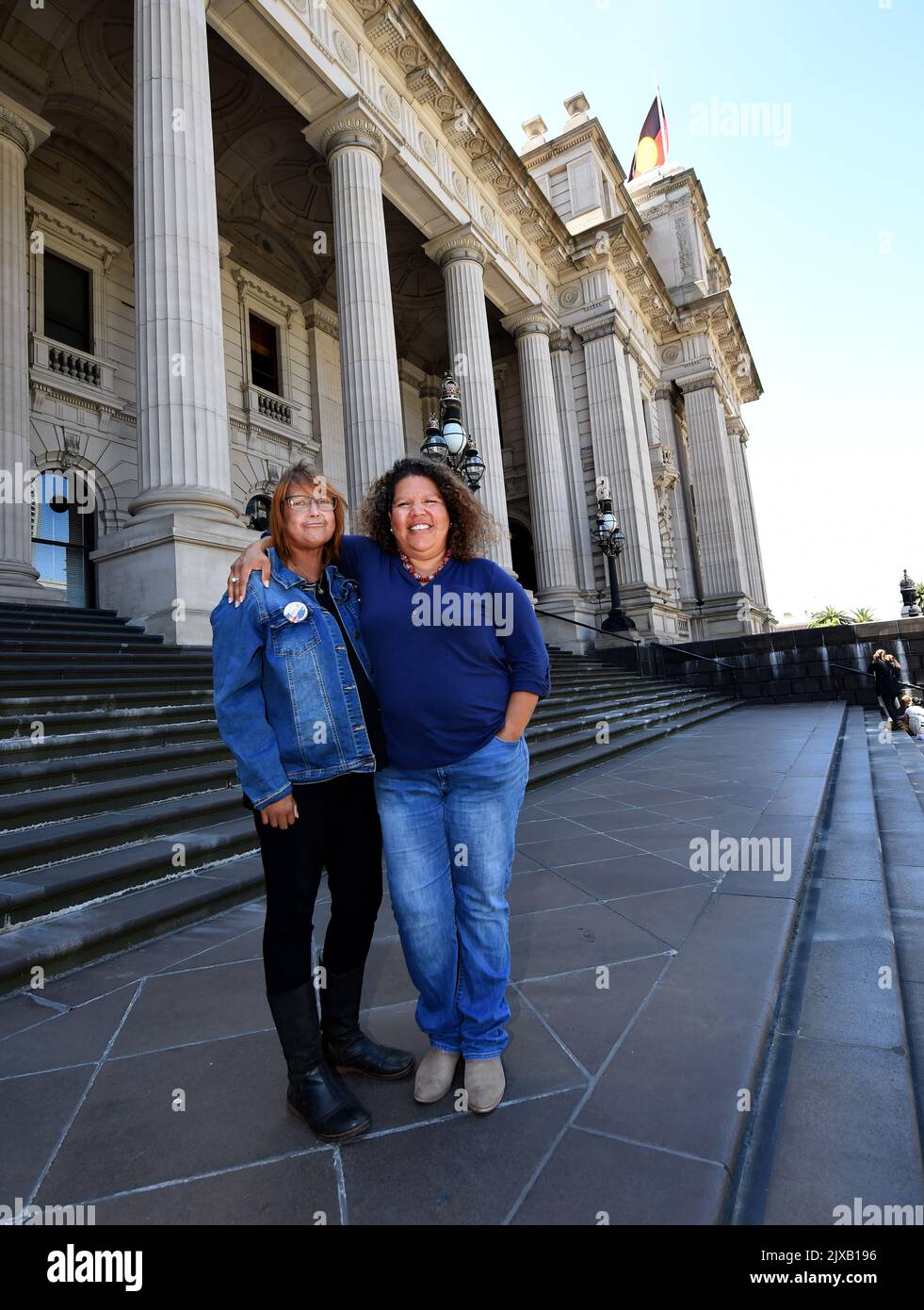 (L-R) Rose and Karina Lester, daughters of the late Yankunytjatjara ...