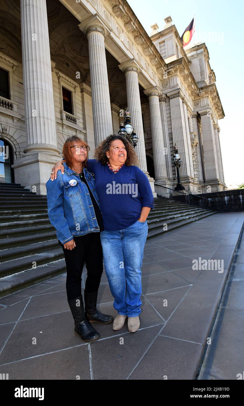 (L-R) Rose and Karina Lester, daughters of the late Yankunytjatjara ...