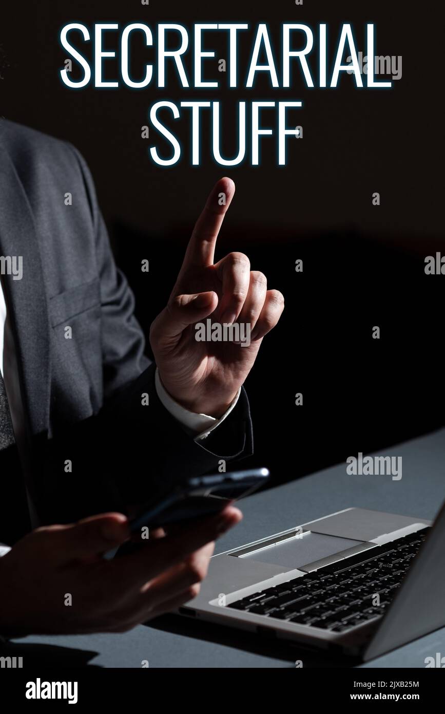 Text caption presenting Secretarial StuffSecretary belongings Things ...