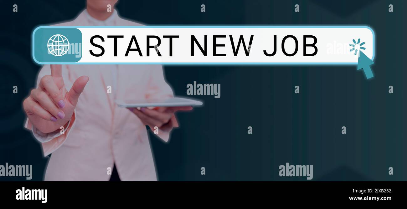 Hand writing sign Start New Jobgetting recruited in company Sign fresh ...