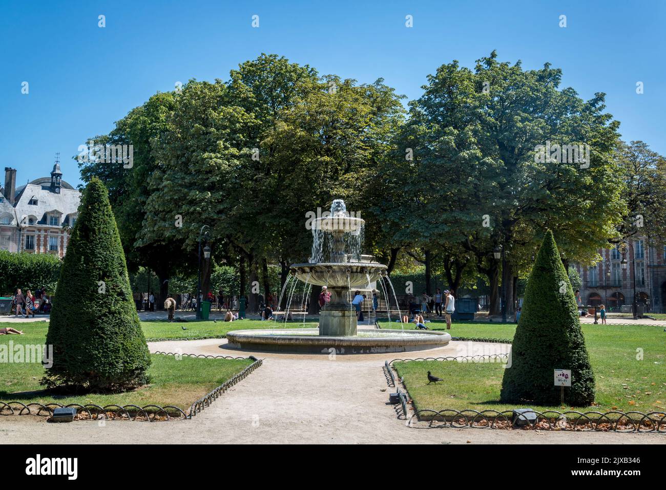 Place des Vosges, the oldest planned square in Paris, built in the 17th ...