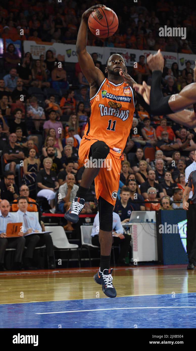 Dayshon 'Scootchie' Smith of the Taipans goes up for a basket during ...