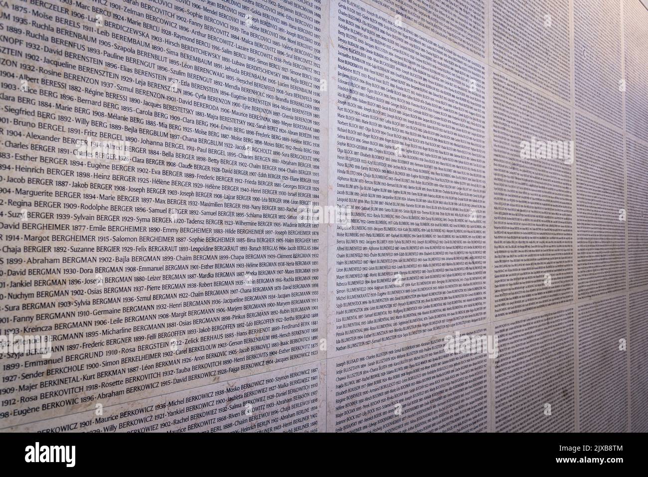Wall with the names of the disappeared, Memorial de la Shoah is the ...