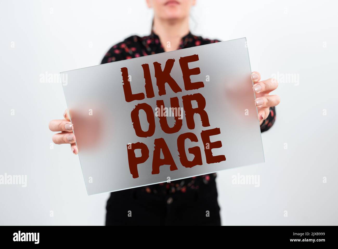 Inspiration showing sign Like Our Page. Business idea Follow us on the ...