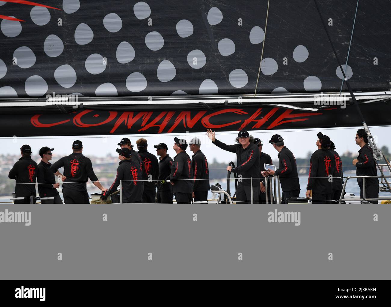 Jim Cooney, the owner and skipper of LDV Comanche, gestures while ...
