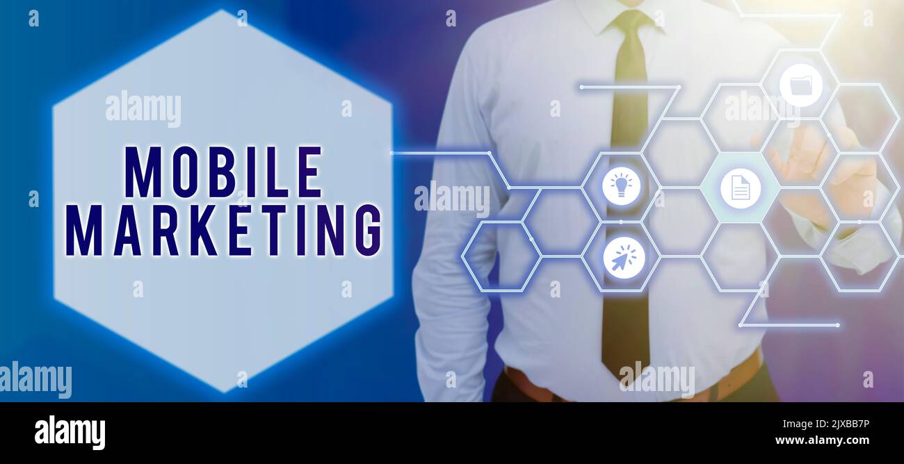 Hand writing sign Mobile Marketingtechnique focused reaching audience ...