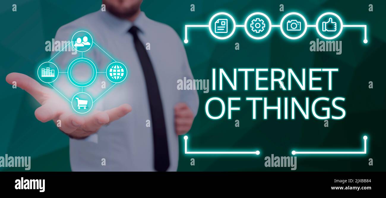 Text showing inspiration Internet Of Thingsconnection of Devices to the ...