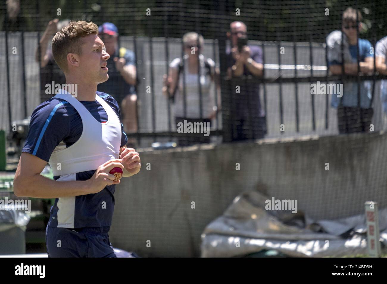 English cricket team player Jake Ball trains at the MCG in Melbourne ...