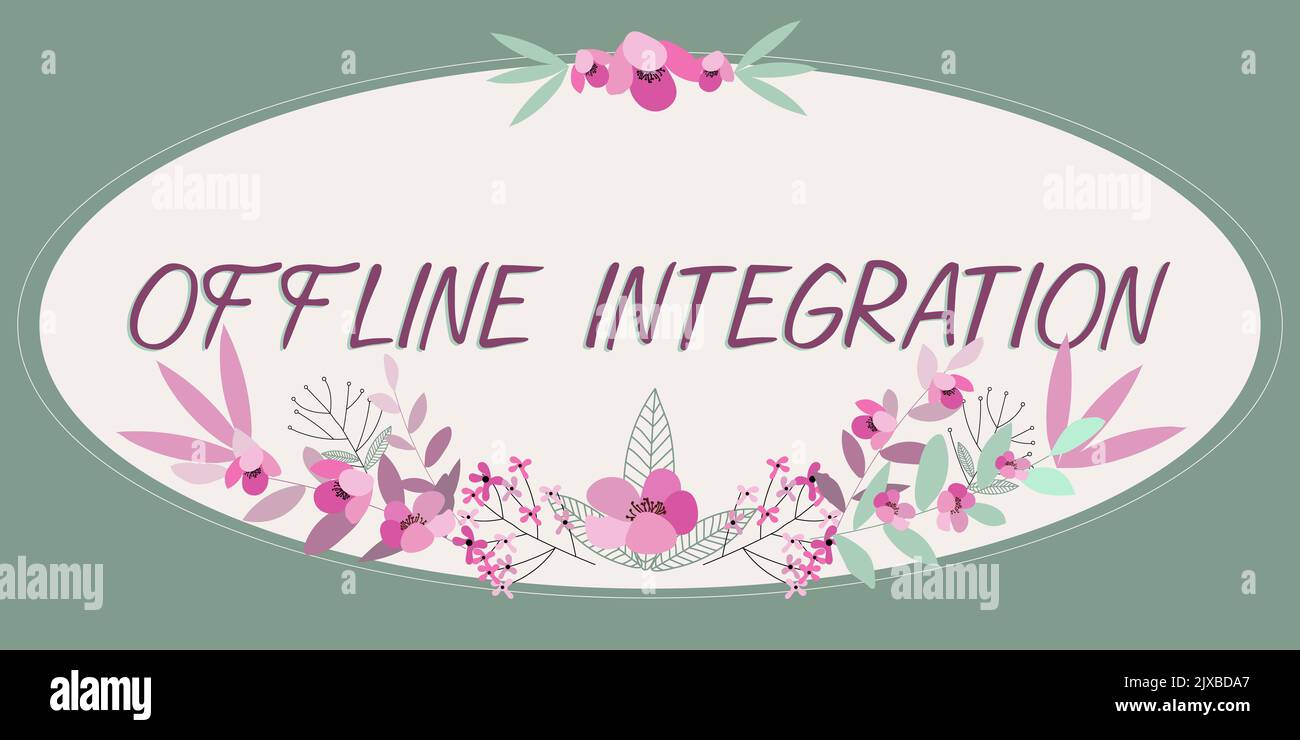 Text caption presenting Offline Integration. Business concept First ... Text caption presenting Offline Integration. Business concept First ...