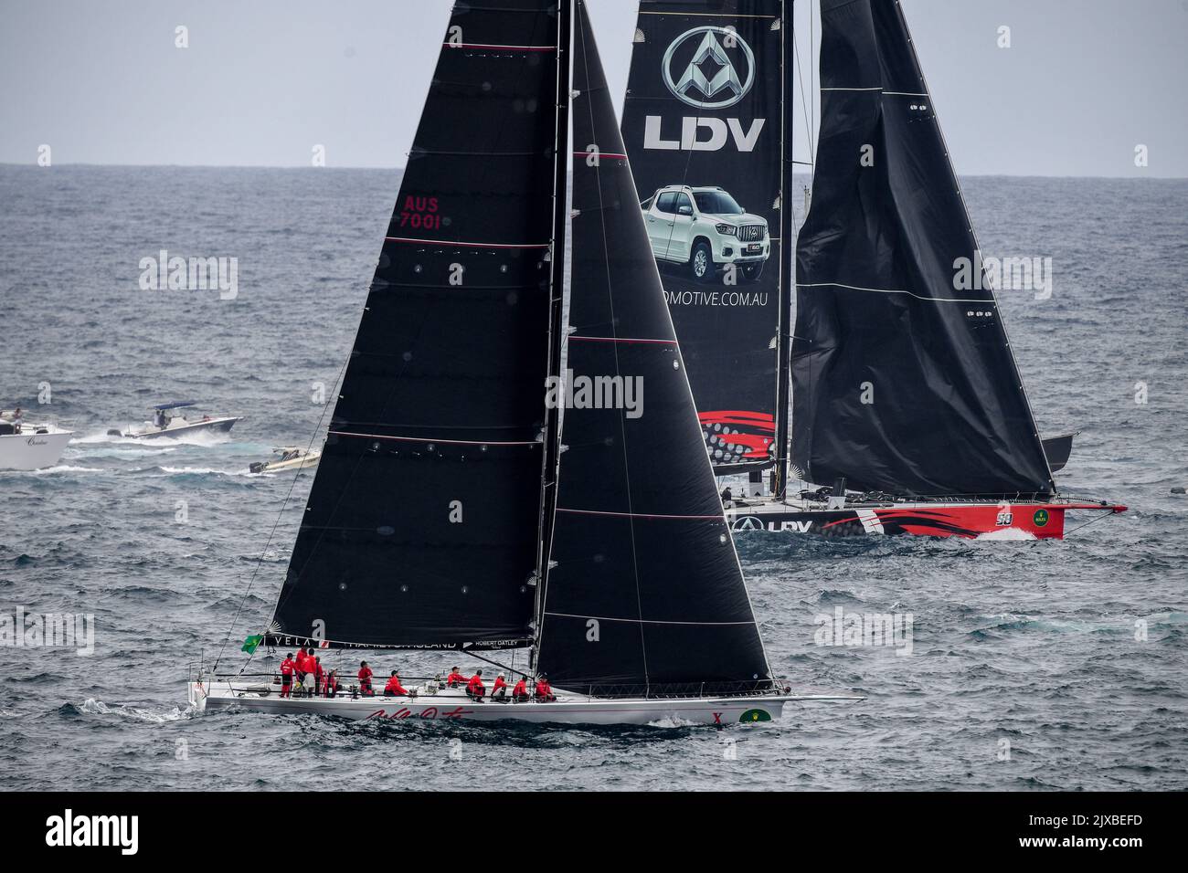 LDV Comanche (right) and Wild Oats XI narrowly missed each other as ...