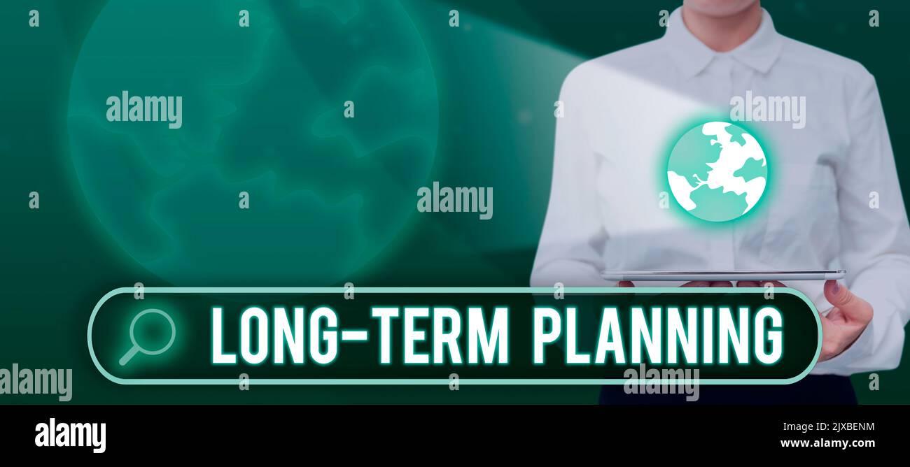 Sign displaying Long Term PlanningEstablish Expected Goals five or more ...