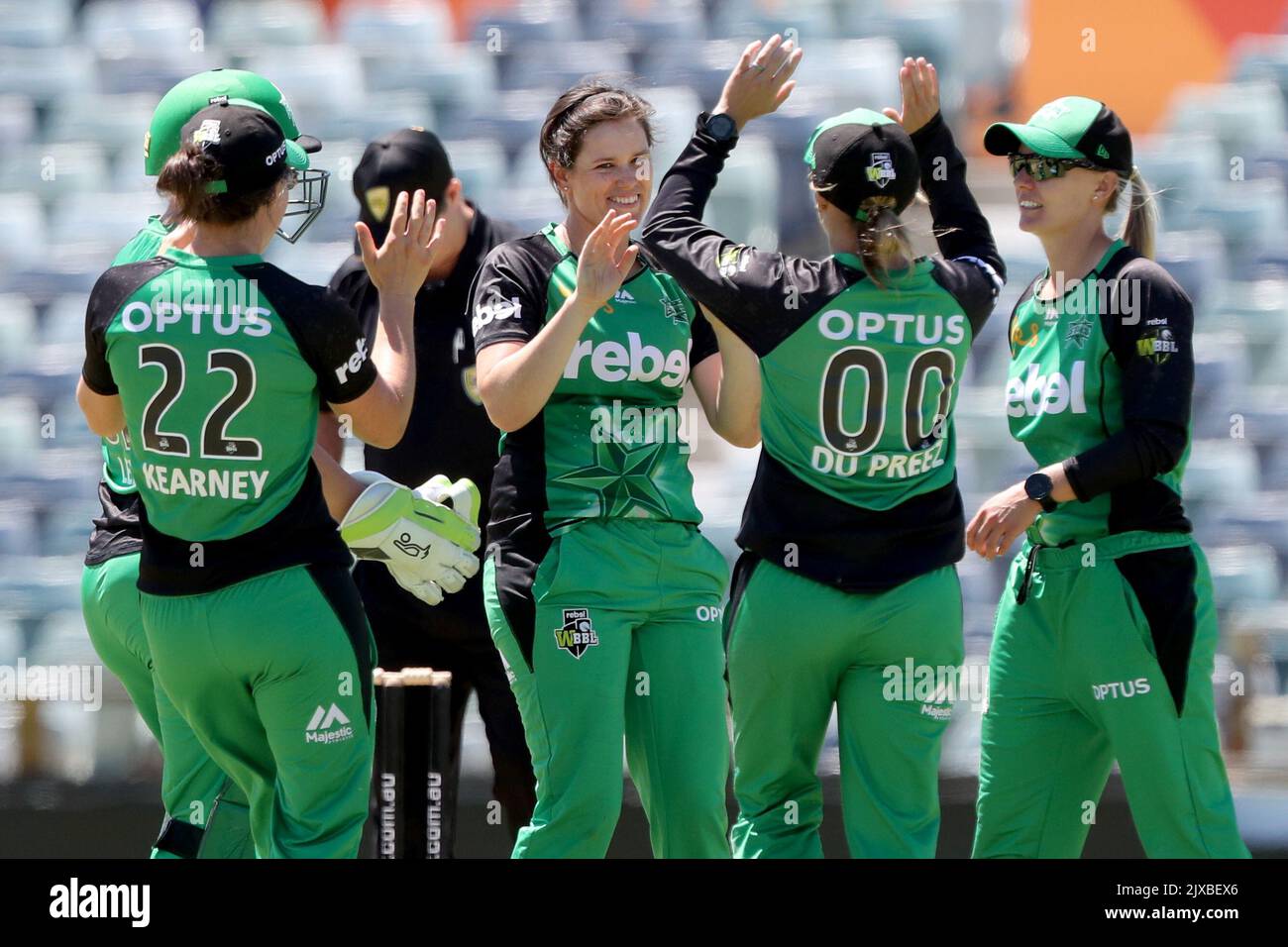 Gemma Triscari (centre) of the Stars celebrates dismissing Natalie ...