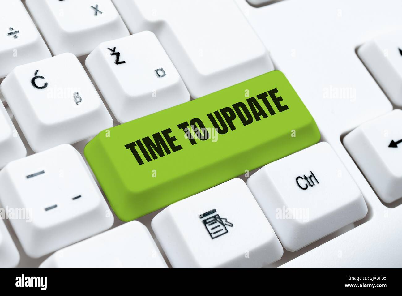Text caption presenting Time To UpdateThe latest information about a ...