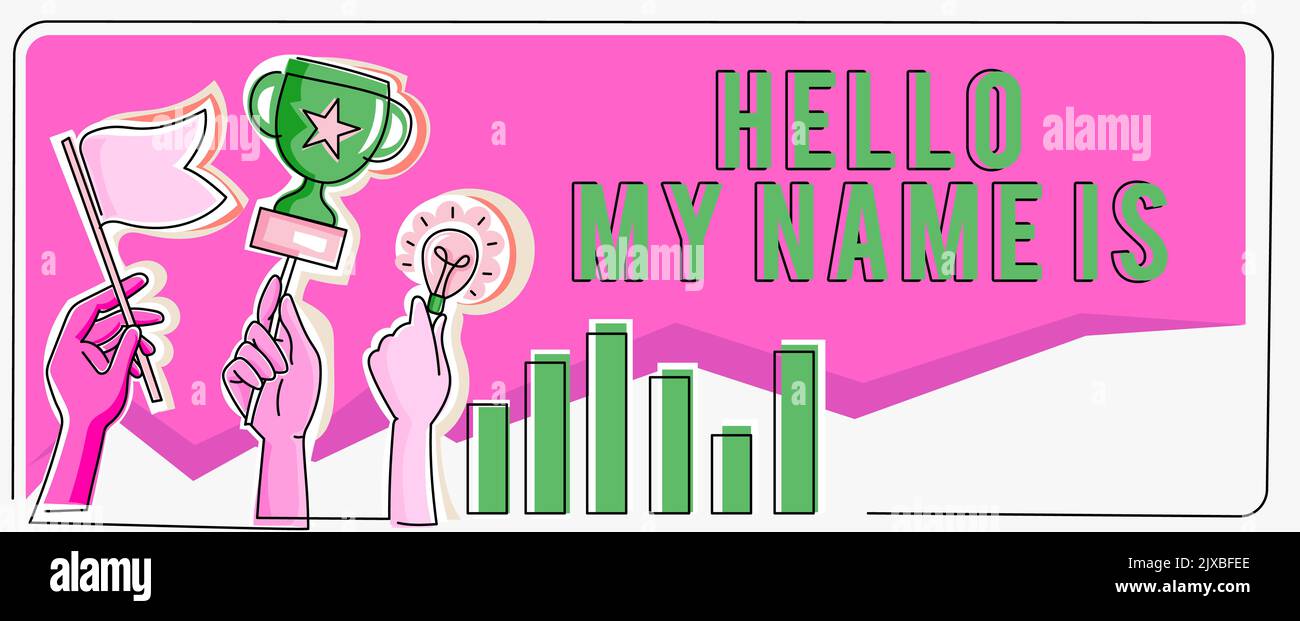 Text sign showing Hello My Name Isintroducing yourself to new people ... Text sign showing Hello My Name Isintroducing yourself to new people ...