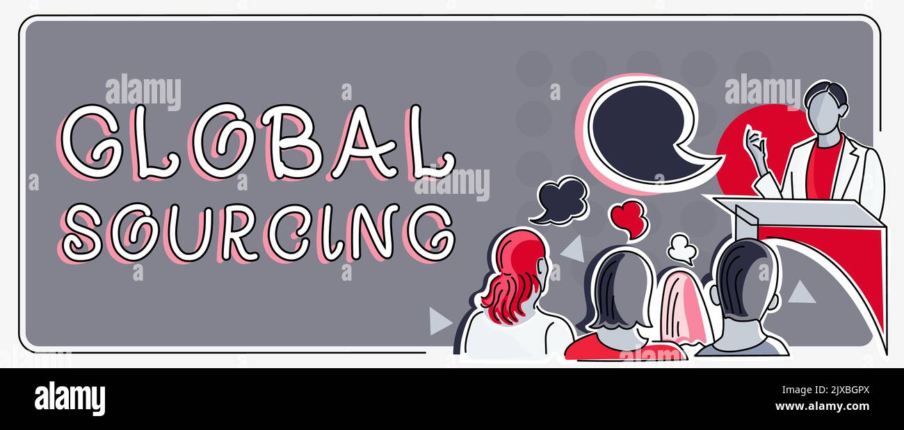 Text sign showing Global Sourcingpractice of sourcing from the global ...