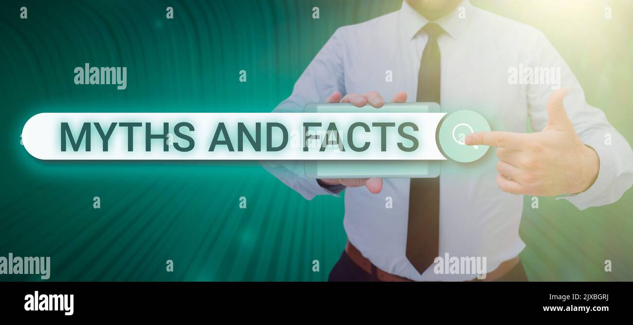 Conceptual caption Myths And FactsOppositive concept about modern and ...