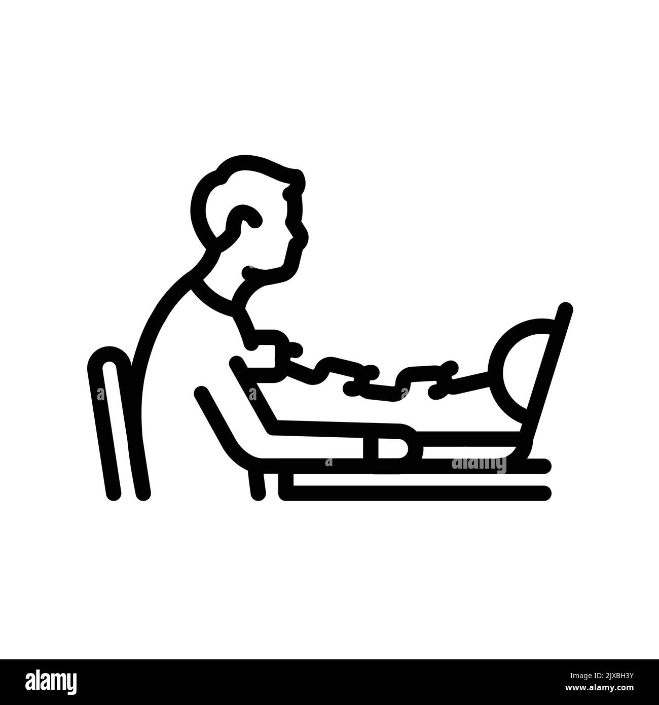 Computer addiction olor line icon. Pictogram for web page Stock Vector ...